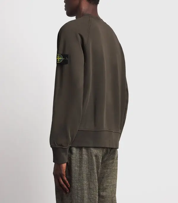 Stone Island Cotton Sweatshirt With Compass Logo - Black