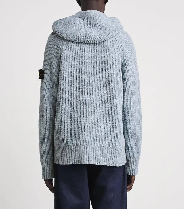 Stone Island Cotton Bouclé Zip-up Hoodie With Compass Logo