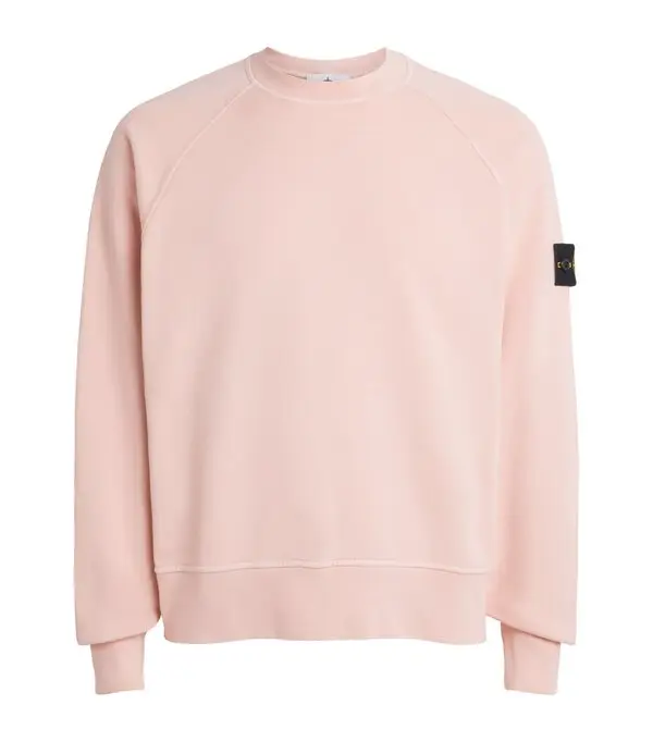 Stone Island Cotton Sweatshirt With Embroidered Compass Logo - Pink