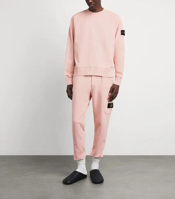Stone Island Cotton Sweatshirt With Embroidered Compass Logo - Pink