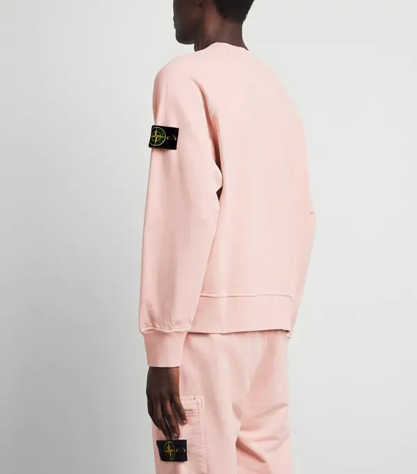 Stone Island Cotton Sweatshirt With Embroidered Compass Logo - Pink
