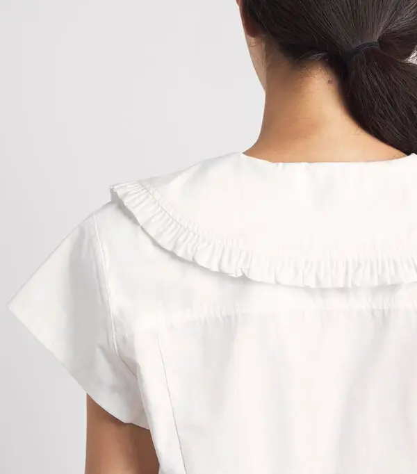 GANNI Cotton Bow Detail Peplum Blouse
