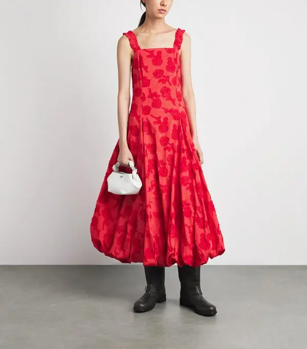 GANNI Floral Bubble-hem Midi Dress