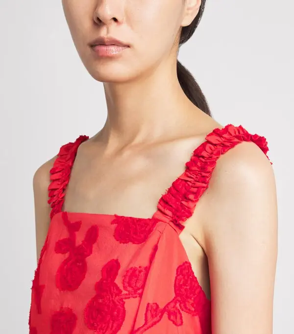 GANNI Floral Bubble-hem Midi Dress