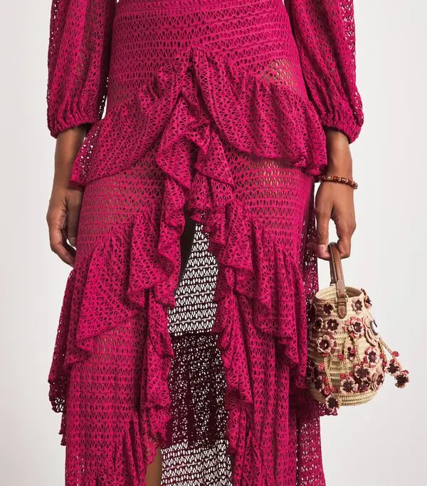 PatBO Crochet Ruffle Maxi Skirt