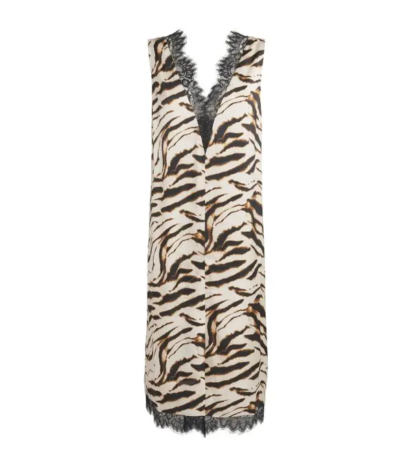 GANNI Zebra-print Midi Dress