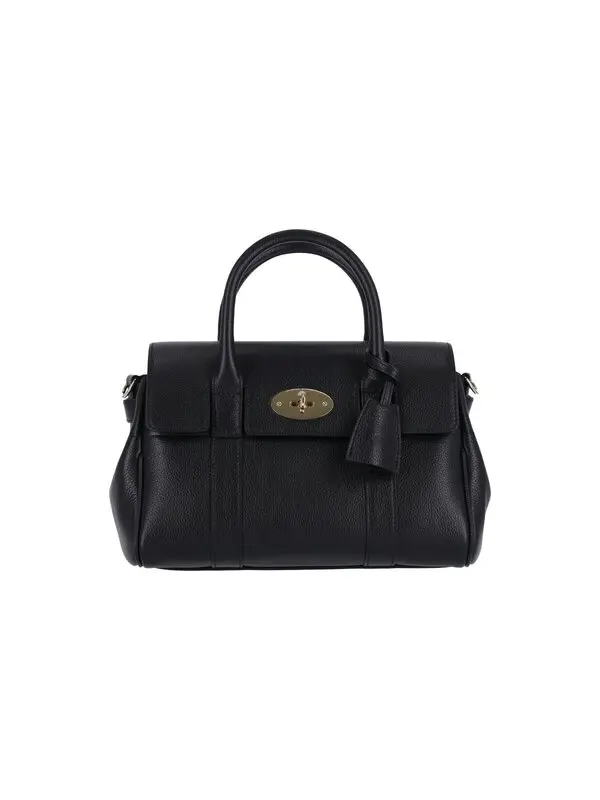 Mulberry Leather Top Handle Satchel Bag - Black