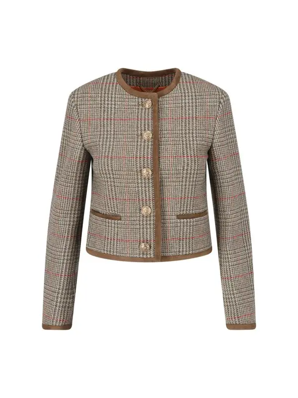 GOLDEN GOOSE Virgin Wool Jacket With Goat Leather Insert