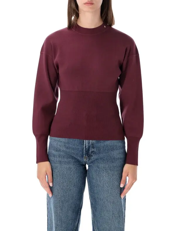 ANINE BING Mock Neck Fitted Knit Top - Viola