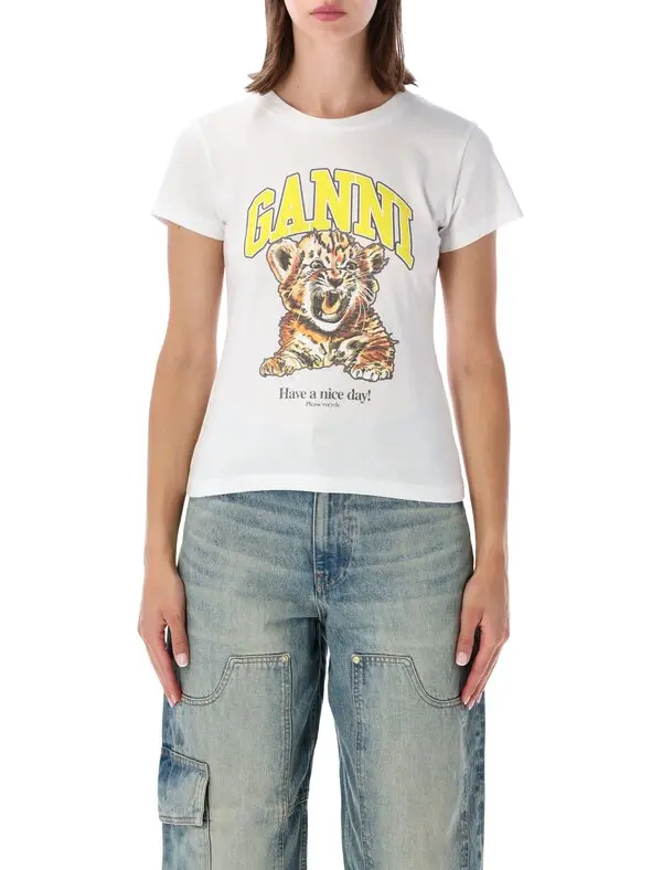 GANNI Organic Cotton Graphic T-shirt - Bianco
