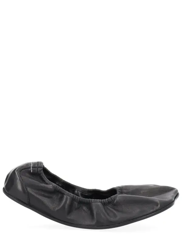 MAISON MARGIELA Leather Ballet Flats With Low Heel - Black