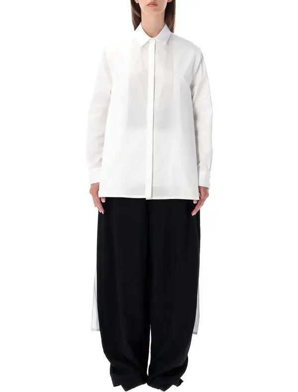 Alaïa Asymmetric Longline Cotton Poplin Shirt - Bianco
