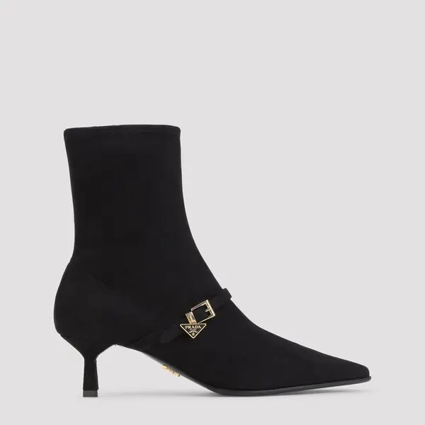 Prada Suede Lamb Leather Ankle Boots With 5cm Heel - Black