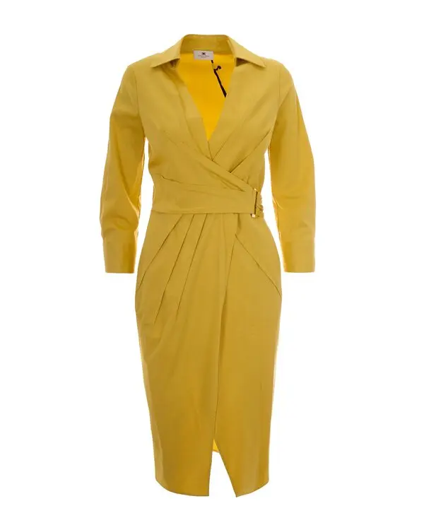 Elisabetta Franchi Midi Wrap Dress With Belt Detail