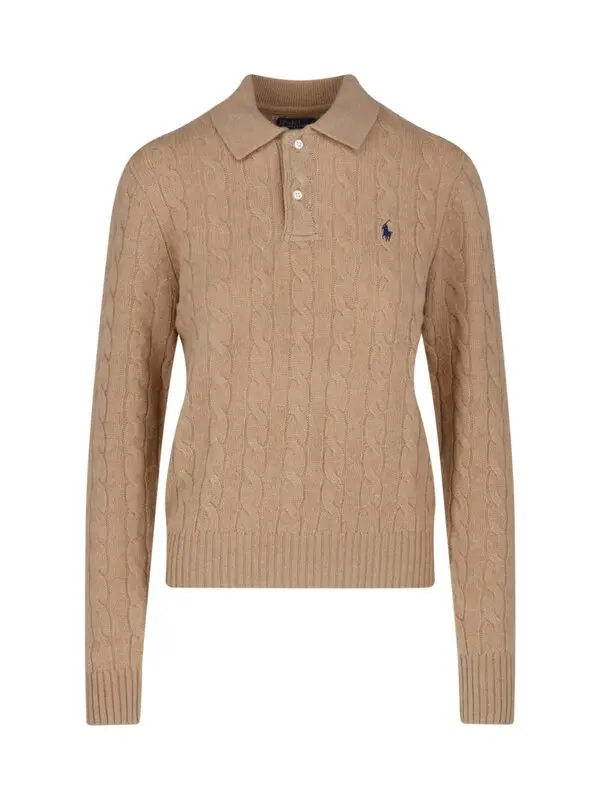 Polo Ralph Lauren Cable Knit Wool & Cashmere Polo Sweater