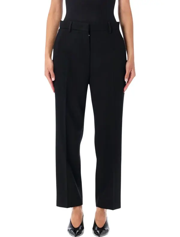 LANVIN Wool Tailored Cropped Cigarette Trousers - Nero