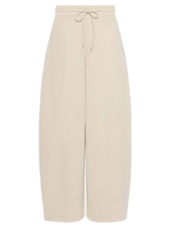 Max Mara Technical Cotton T-shirt Trousers With Elastic Drawstring Waist And Slant Pockets - Beige