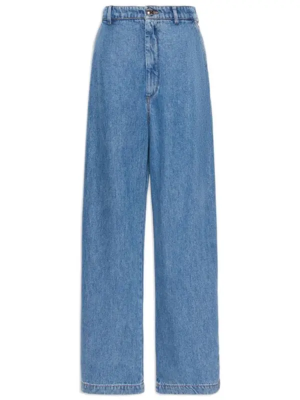 Sportmax Pure Tencel Denim Loose-fit Jeans With Contrasting Stitching - Blu
