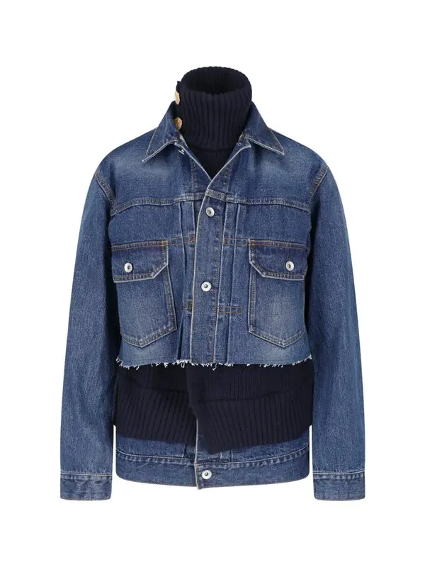 Sacai Cotton Jacket With Wool Detail & Cupro Lining