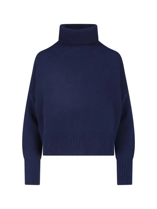 MA'RY'YA Ribbed Turtleneck Sweater - Blue