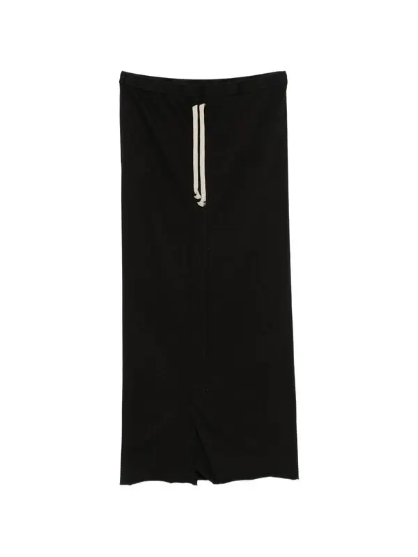 Rick Owens Cotton T-shirt Skirt With Slit And Elastic Waistband - Nero