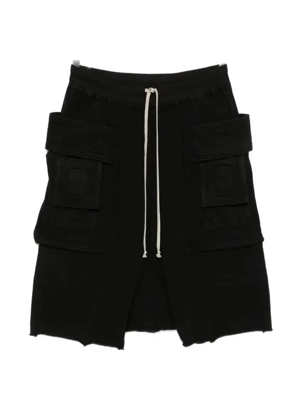 Rick Owens Cargo Bermuda Shorts With Drop Crotch And Drawstring Waist - Nero