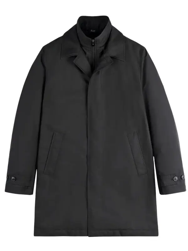 FAY Textured Wool-blend Overcoat - Black
