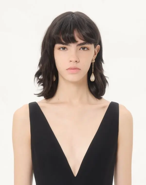 Valentino Garavani Crepe Couture Short Dress With Lace Trim