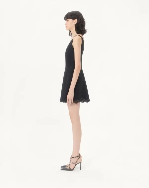 Valentino Garavani Crepe Couture Short Dress With Lace Trim