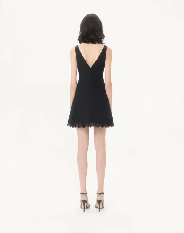 Valentino Garavani Crepe Couture Short Dress With Lace Trim