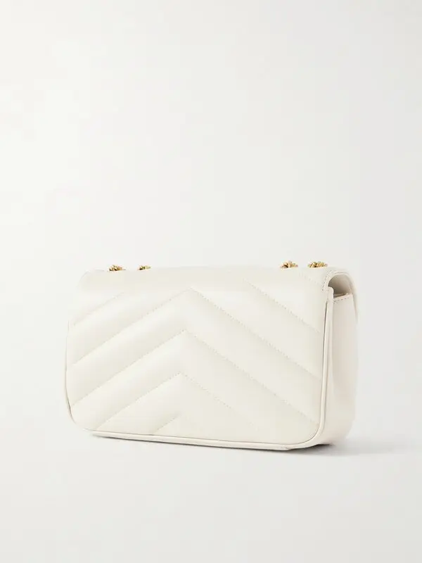 Saint Laurent Loulou Small Matelassé Leather Shoulder Bag - White