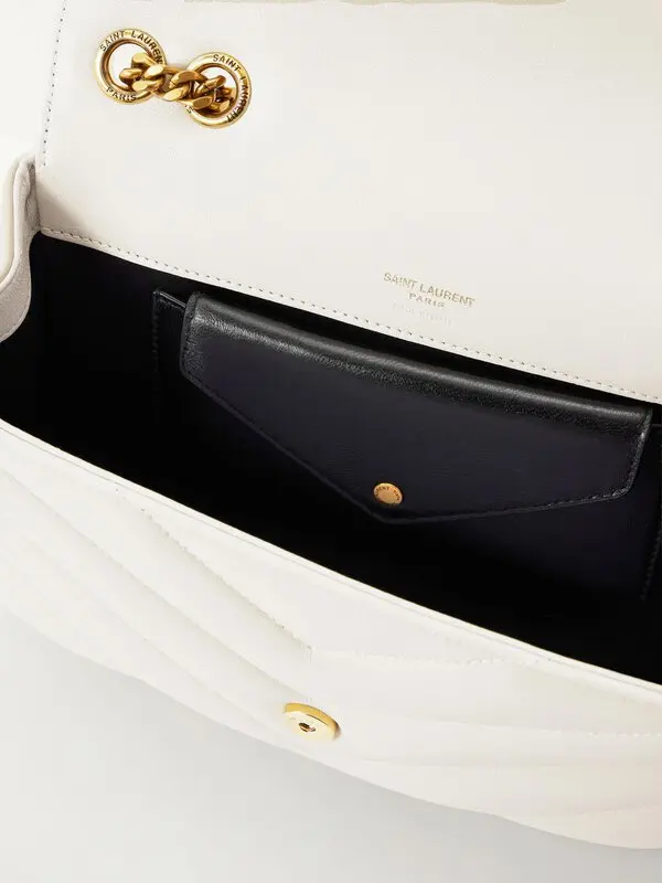 Saint Laurent Loulou Small Matelassé Leather Shoulder Bag - White