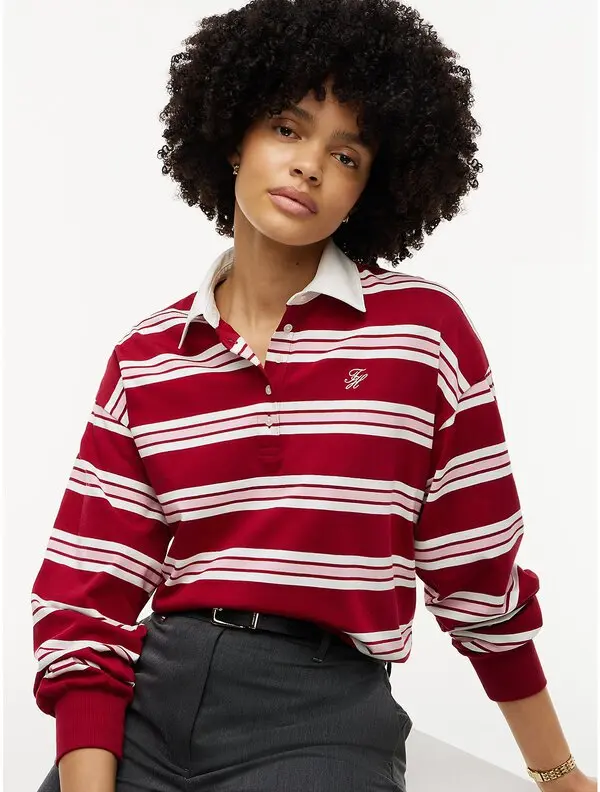 Tommy Hilfiger Script Monogram Striped Rugby Sweatshirt