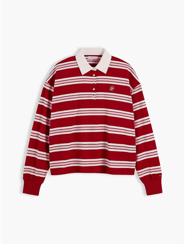 Tommy Hilfiger Script Monogram Striped Rugby Sweatshirt