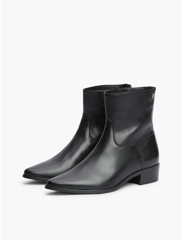 Tommy Hilfiger Leather Ankle Boots With Block Heel