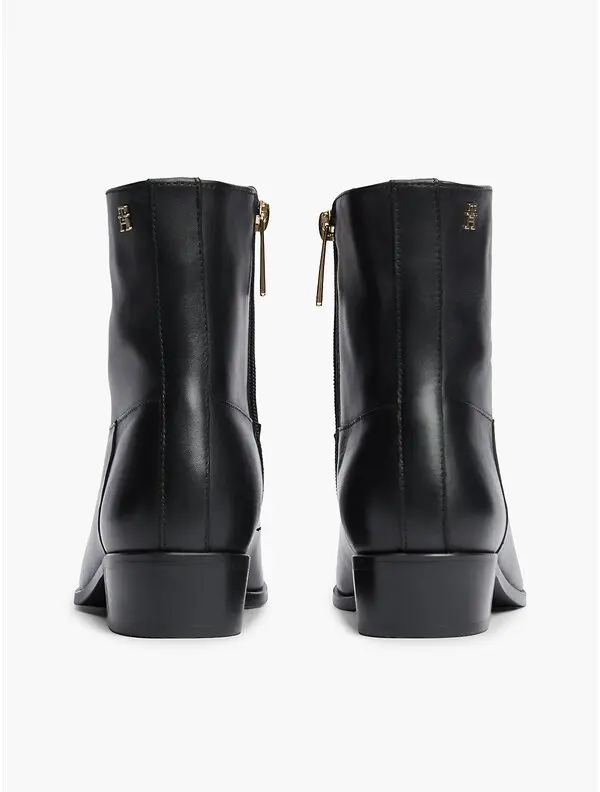 Tommy Hilfiger Leather Ankle Boots With Block Heel