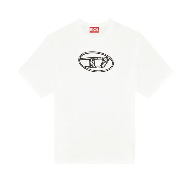DIESEL® D" Logo Distressed T-shirt - White