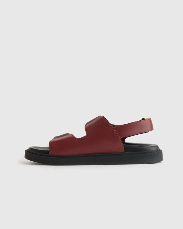 Quince Italian Leather Double Buckle Slingback Sandal - Merlot