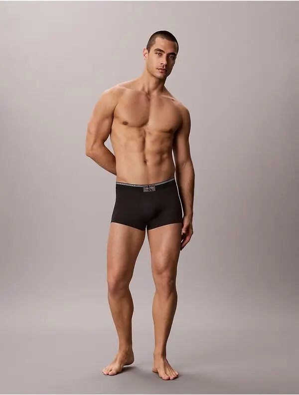 Calvin Klein Graphic Monogram Microfiber Stretch Rib Low Rise Trunk - Black
