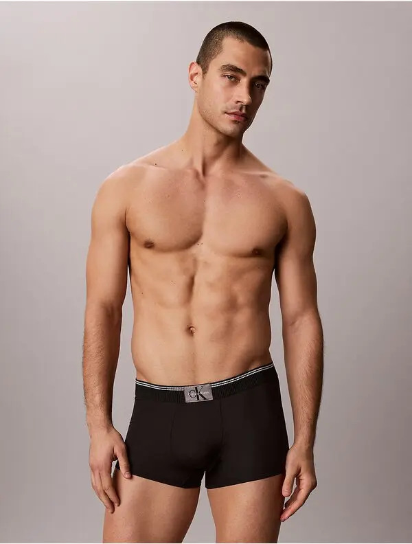 Calvin Klein Graphic Monogram Microfiber Stretch Rib Low Rise Trunk - Black