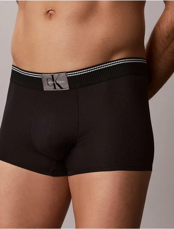 Calvin Klein Graphic Monogram Microfiber Stretch Rib Low Rise Trunk - Black