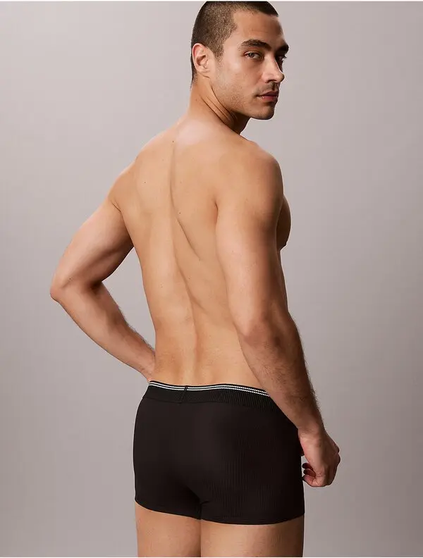 Calvin Klein Graphic Monogram Microfiber Stretch Rib Low Rise Trunk - Black