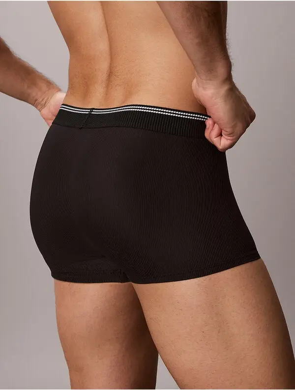 Calvin Klein Graphic Monogram Microfiber Stretch Rib Low Rise Trunk - Black
