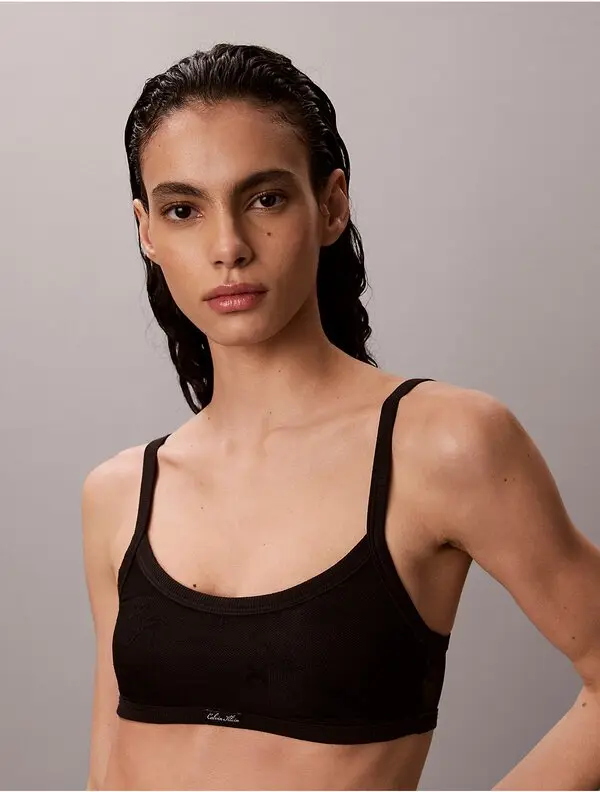 Calvin Klein Icon Stretch Lace Lightly Lined Bralette - Black