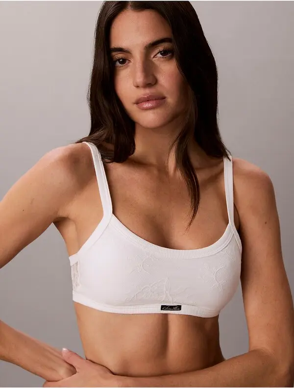 Calvin Klein Icon Stretch Lace Lightly Lined Bralette - White