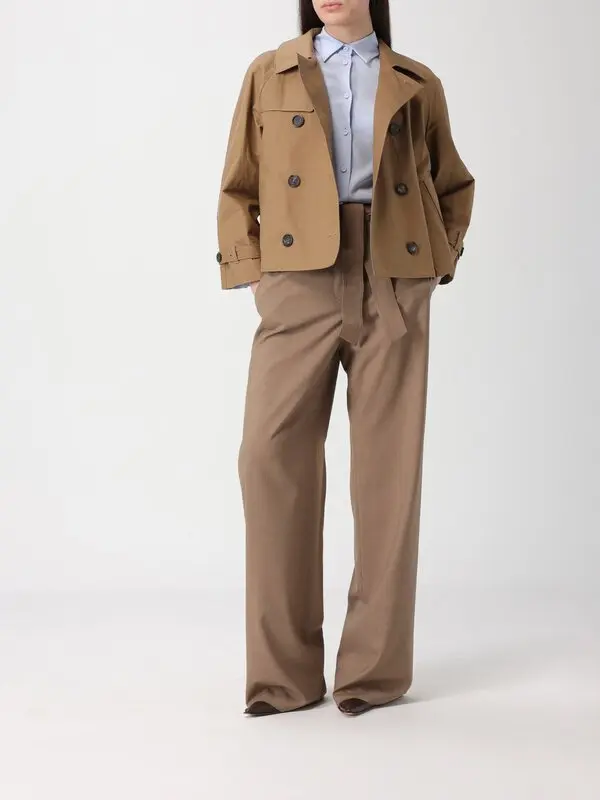 Max Mara Tesoro Double Breasted Cotton Blend Trench Coat