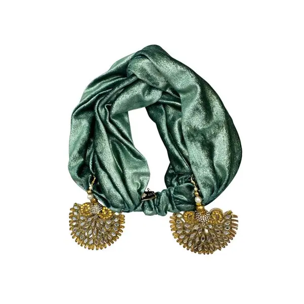 JULIA CLANCEY Peacock Shimmy Turban Twist - Green