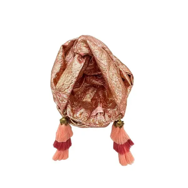 JULIA CLANCEY Brocade & Coral Swinglette Turban - Gold