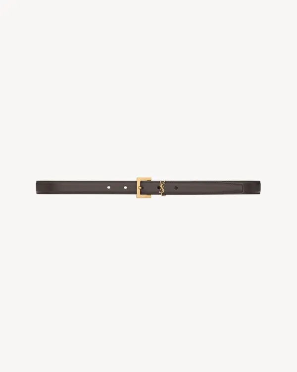 Saint Laurent Cassandre Thin Belt In Smooth Leather