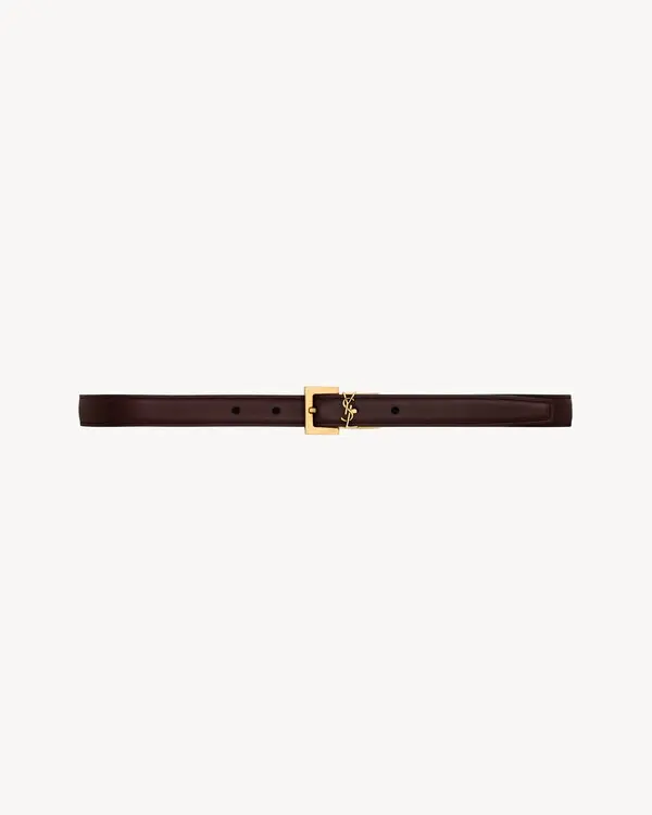 Saint Laurent Cassandre Thin Belt In Smooth Leather - Mountain Rock